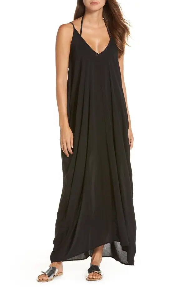 Elan V-Back Cover-Up Maxi Dress - Black | Editorialist