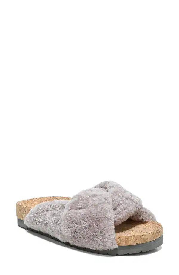Vince Goran Genuine Shearling Slipper In Marble 40% Off