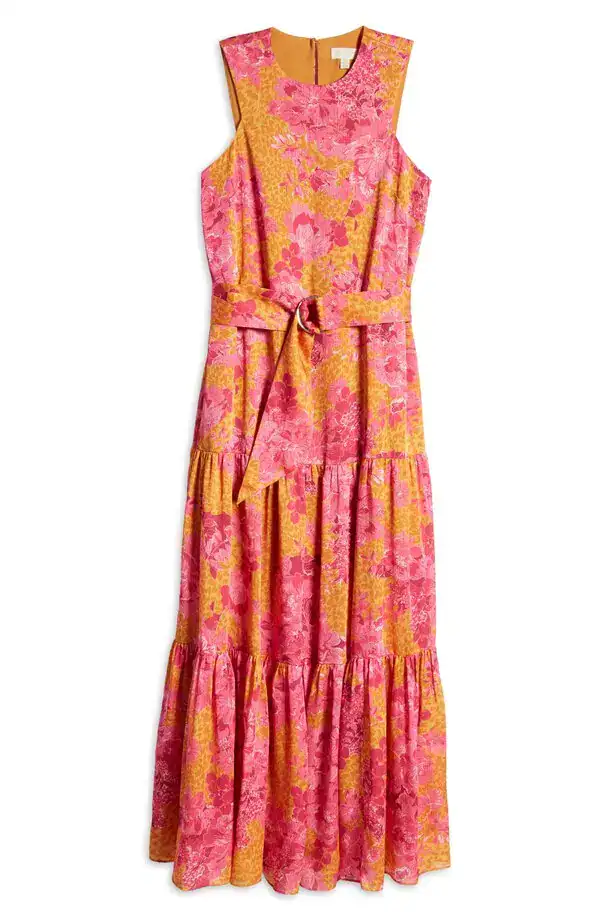 Ted Baker London Sleeveless Tiered Belted Maxi Dress In Orange - 60% Off |  Editorialist