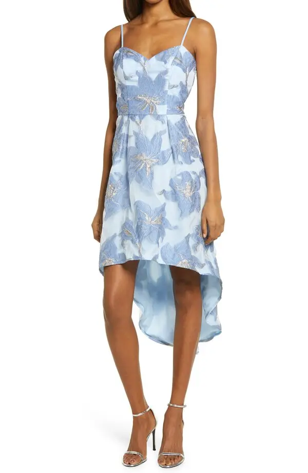 froggers blue cheese dressing recipe Floral Print Mini Dress in Blue