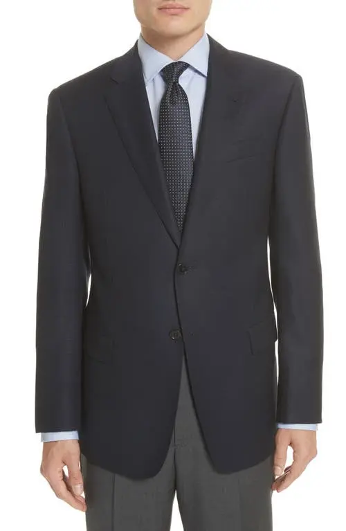Emporio Armani Trim Fit Wool Blazer - Navy