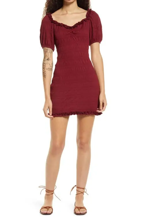 Speechless Sweetheart Knit Body-Con Mini Dress - Wine | Editorialist