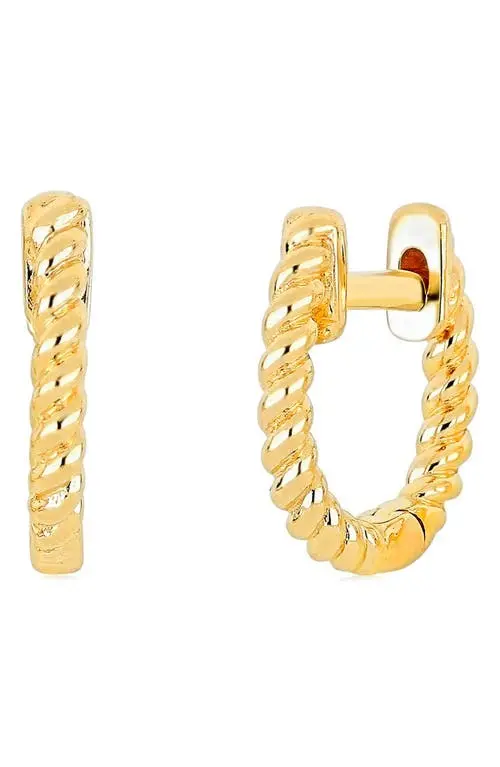 Ef Collection Gold Twist Single Huggie Hoop Earring
