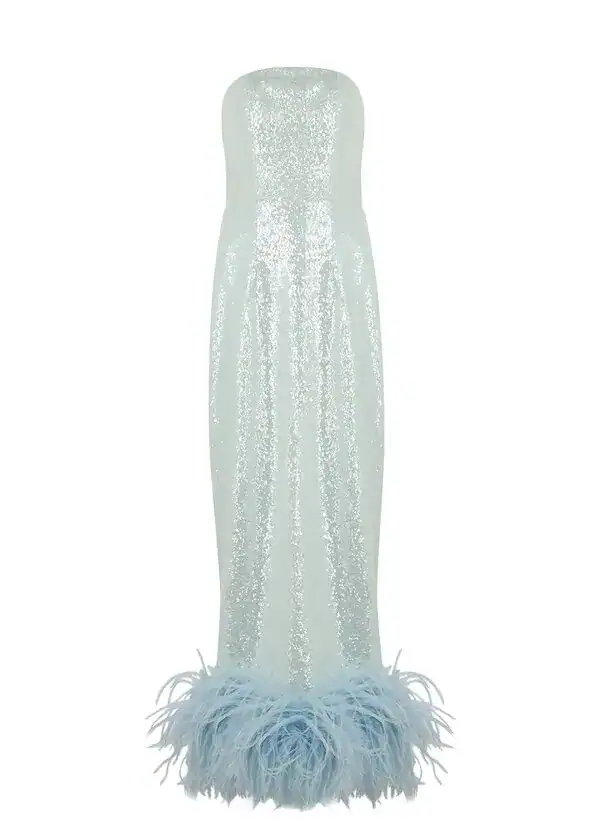 16arlington blue feather dress 16arlington Luna Jersey Mini Dress W/feathers In Navy