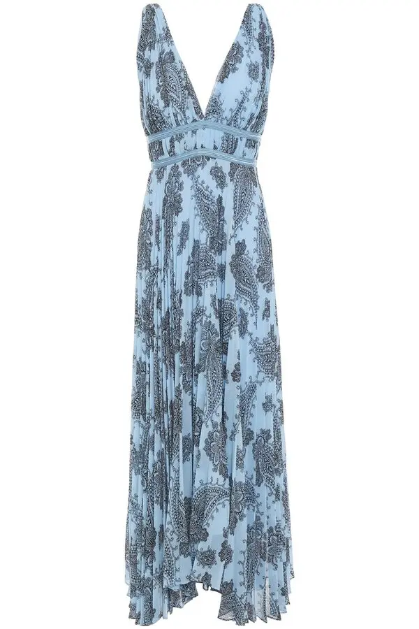 Sandro Beathe Asymmetric Pleated Printed Midi Dress — thumbnail 3