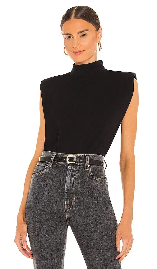 Sanctuary Mock Neck Shoulder Pad Tee