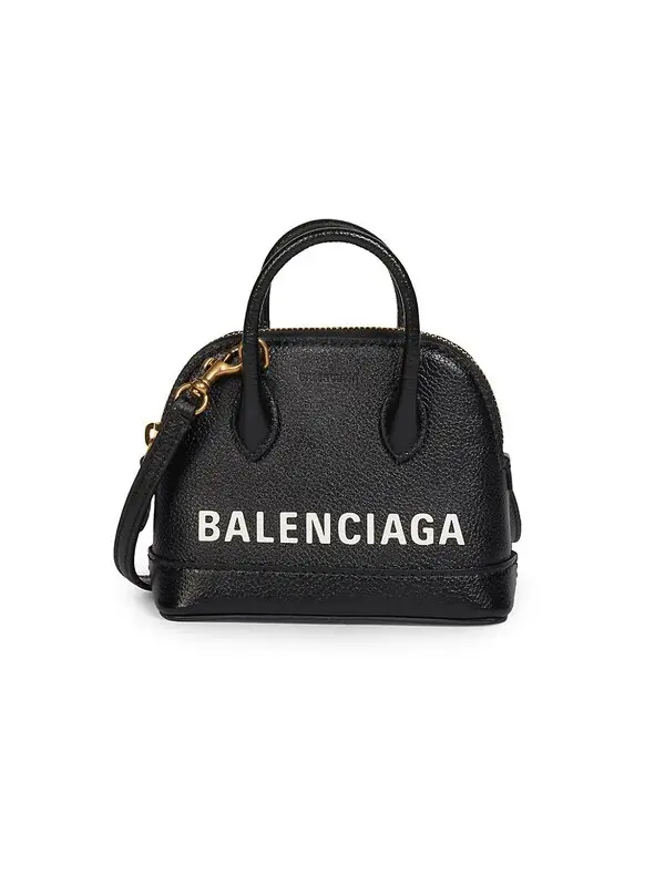 Balenciaga Nano Ville Leather Top Handle Bag Black Editorialist