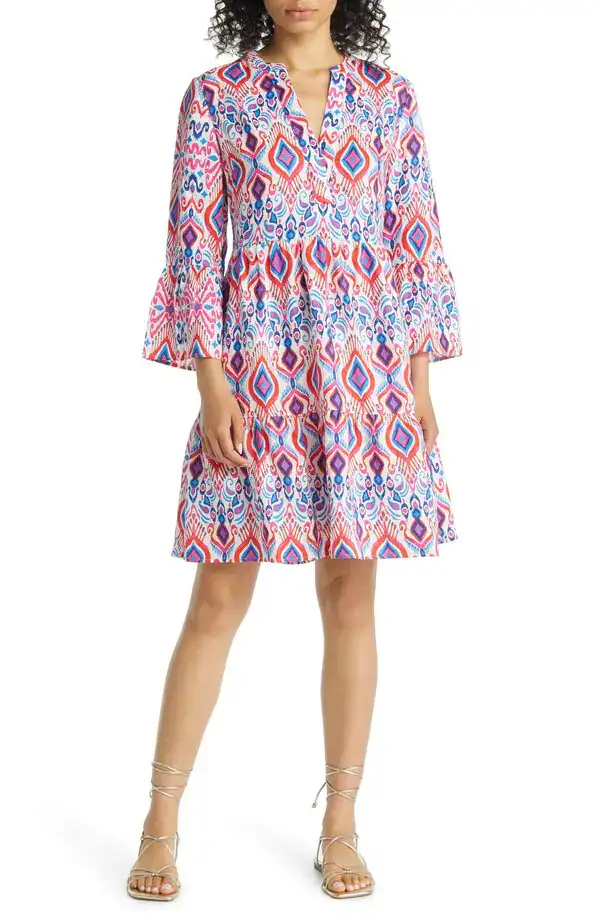 chinese dress ladies Octavia Linen Blend Dress-Embroidered Chambray main image 1