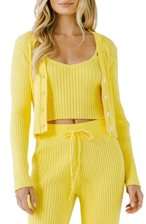 Endless Rose Ribbed Crop Cardigan - Lime