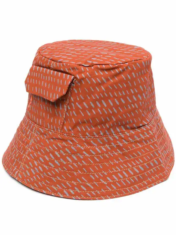 Ally Capellino Embroidered-Logo Pocket Bucket Hat In Brown  display picture 3