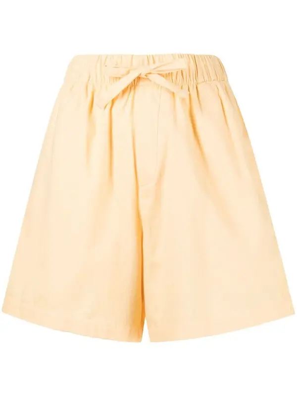 TEKLA Drawstring-waist Pajama Shorts - Yellow