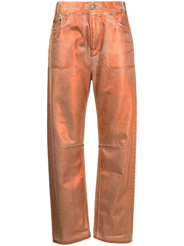 Mira Mikati Foil-Print Denim Jeans In Metallic 50% Off
