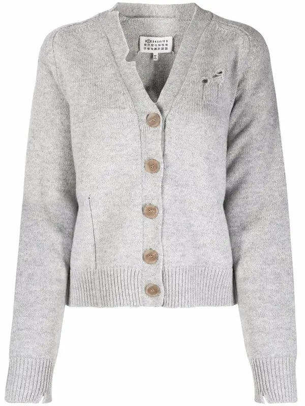 MAISON MARGIELA Distressed Button-down Cardigan - Grey