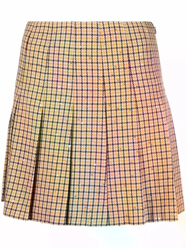 Alessandra Rich Houndstooth Pleated Mini Skirt