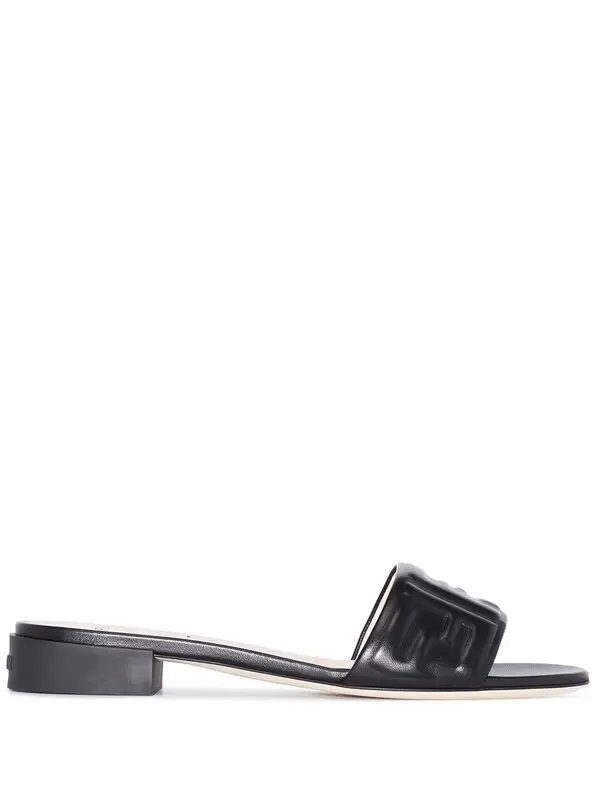 Fendi embossed FF motif flat sandals Fendi Embossed Ff Motif Flat Sandals In Black - 26% Off  main image 4