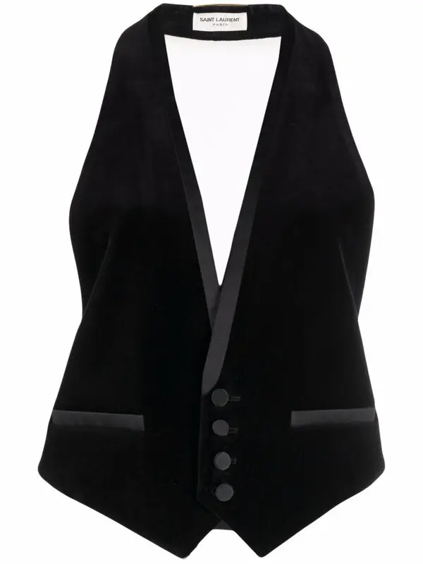 Saint Laurent Backless Tuxedo Vest Black Editorialist