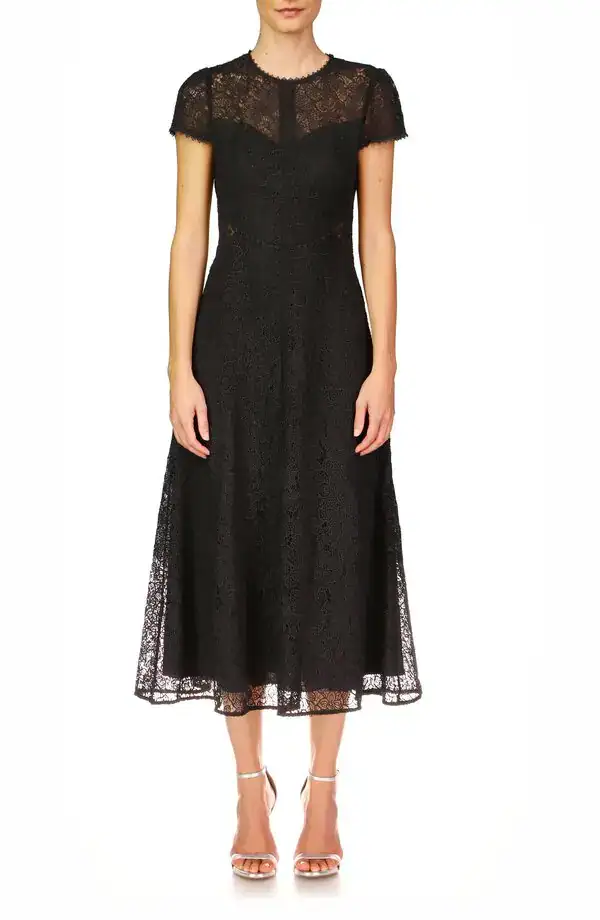 chinese dress ladies Corseted Lace Midi Dress 12 / Noir main image 0