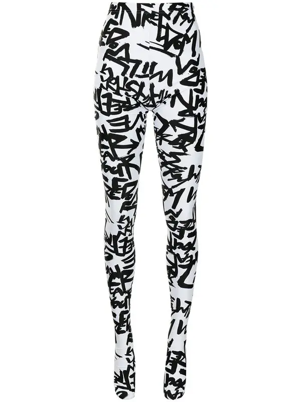 Comme Des Garçons Slogan Print High-rise Tights