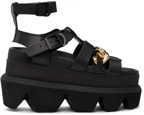 Sacai Gurkha Chain Platform Sandals In Black - 70% Off | Editorialist