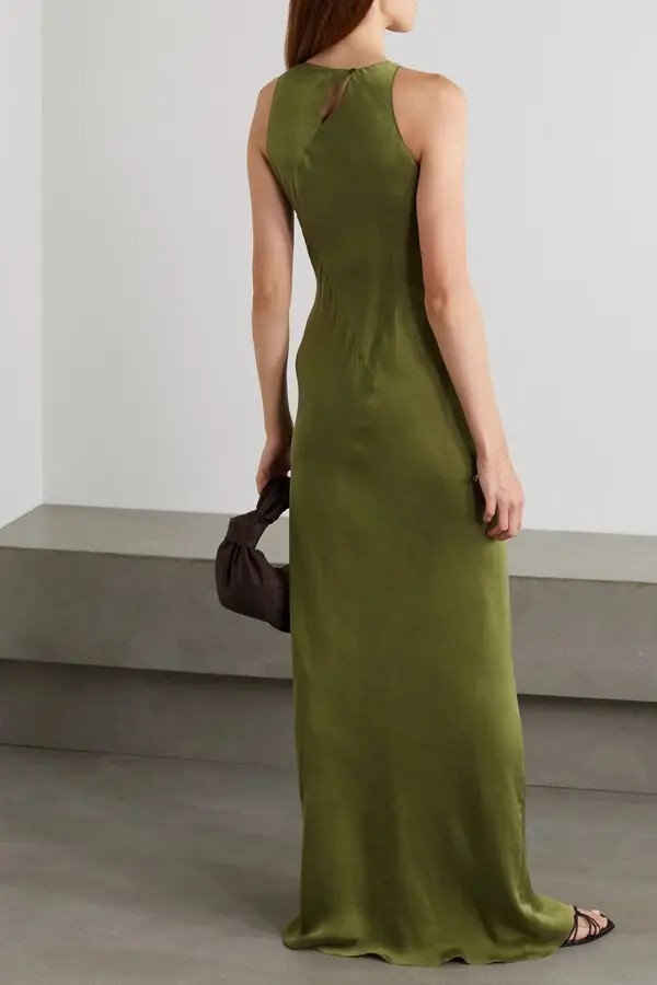 Cortana Net Sustain Keira Paneled Cupro Maxi Dress In Green - 40% Off |  Editorialist