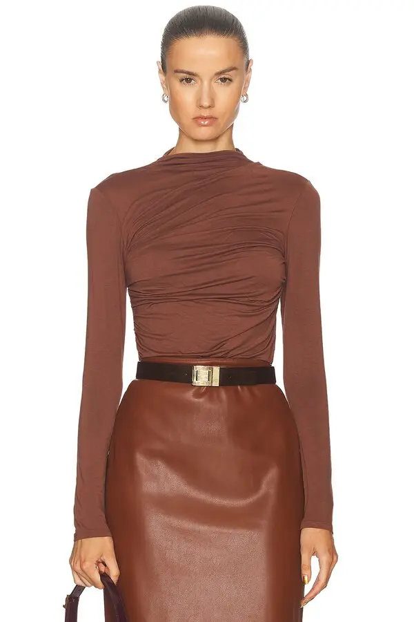 Enza Costa Viscose Jersey Twist Top - Nutshell