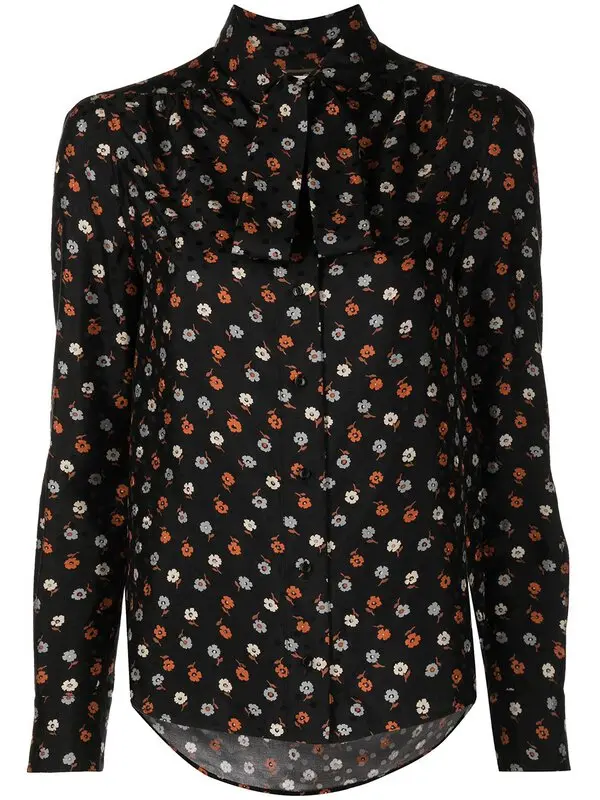 Saint Laurent Floral-print Long-sleeve Blouse