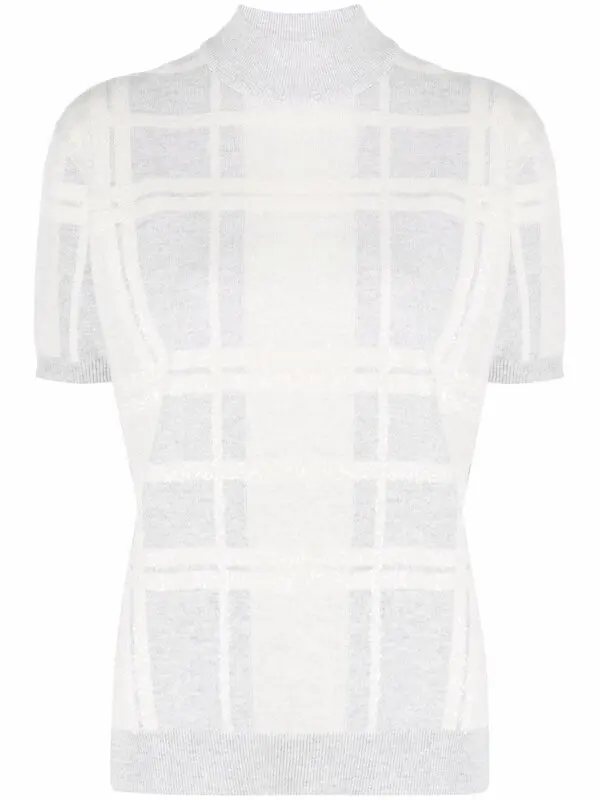 Brunello Cucinelli Check-print Knitted Top