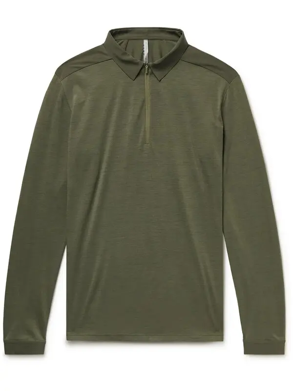 Veilance Frame Merino Wool-Blend Half-Zip Polo Shirt M In Green 