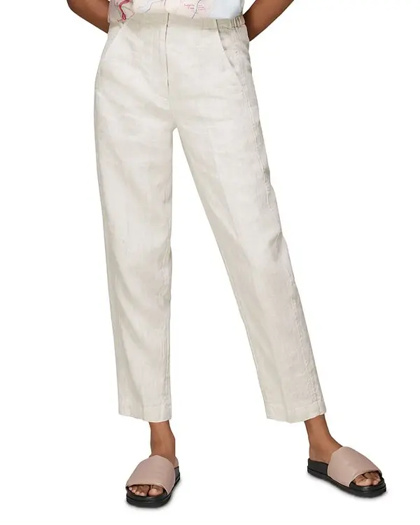 Whistles Linen Barrel Leg Trousers - Oatmeal