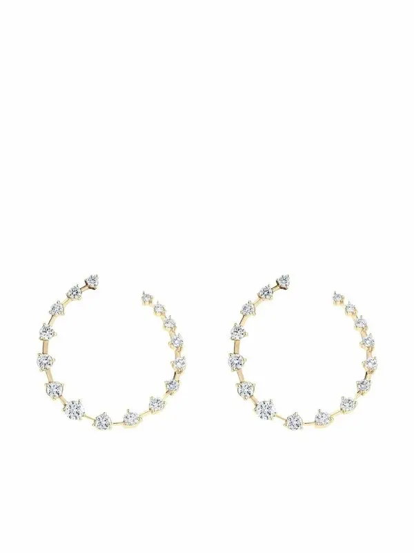 JADE TRAU 18kt Yellow Diamond Crescent Hoop Earrings