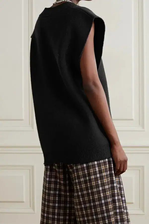 Tibi Oversized Distressed Wool Vest In Black 70% Off Editorialist