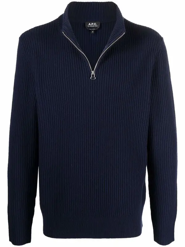 A.p.c. Ribbed-knit Wool Jumper - Blue