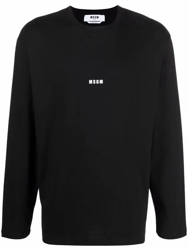 MSGM Logo-print Longsleeved T-shirt - Black