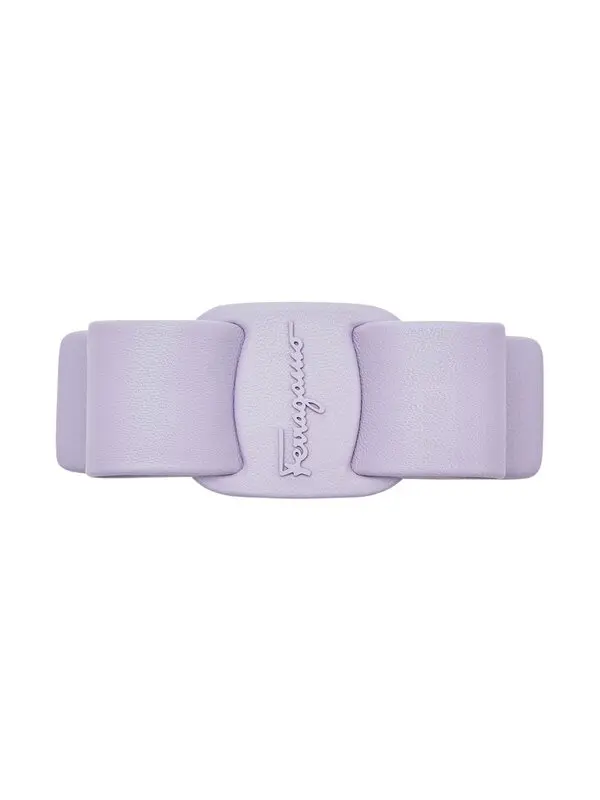Ferragamo Vara Bow Leather Hair Clip - Purple | Editorialist display picture 1