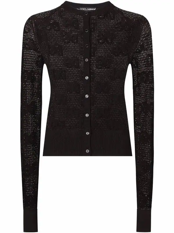 Dolce & Gabbana Logo Jacquard Cardigan - Black | Editorialist