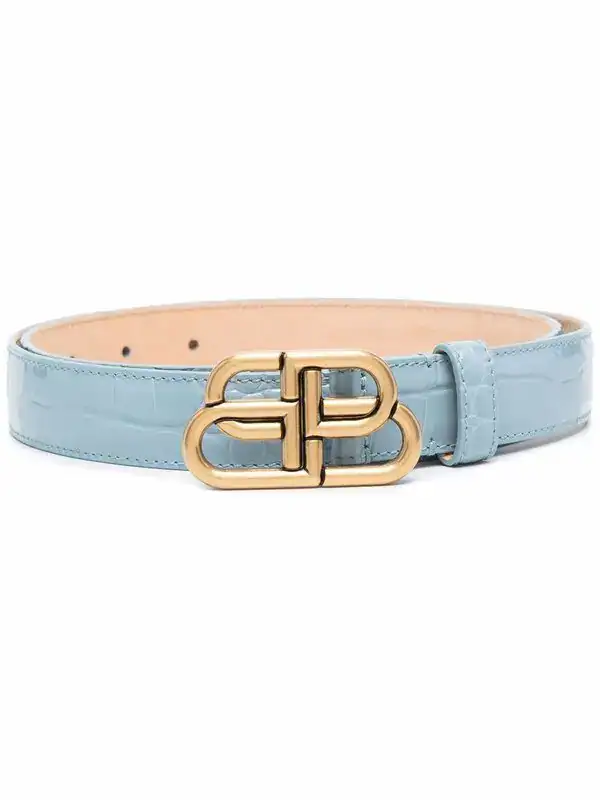Balenciaga Bb-Buckle Embossed Belt In Blue - 50% Off  display picture 2