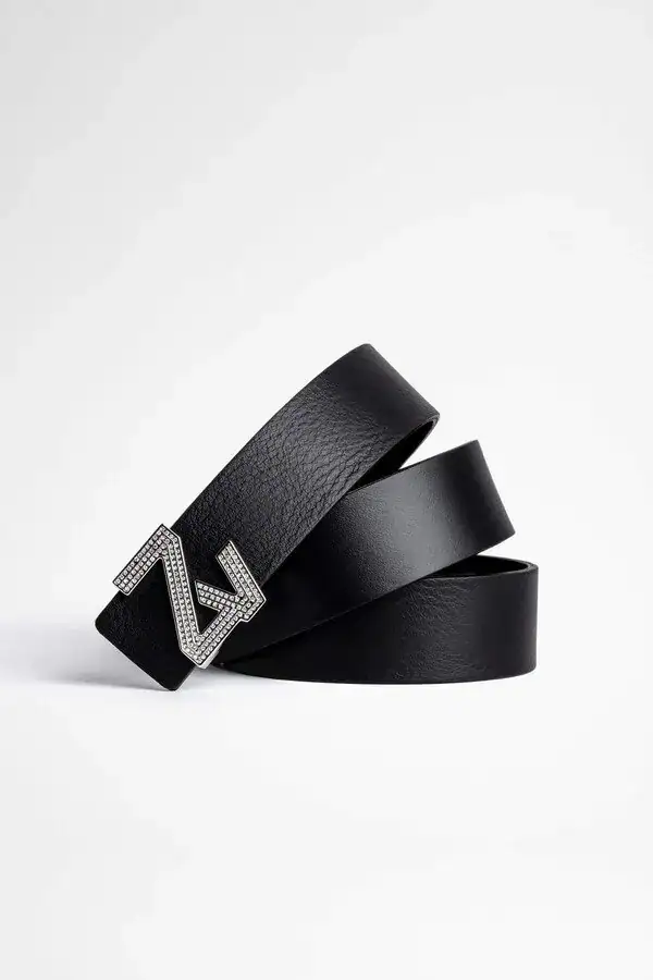Zadig&Voltaire La Mini Belt Zv Initiale Belt With Crystals Black