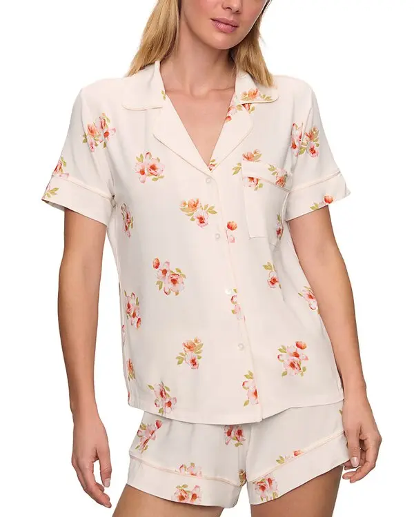 Eberjey Gisele Relaxed Shorts Set - Floral Bloom Ivy/vanilla Cream