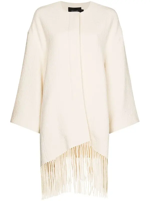 LOW CLASSIC Fringed-hem Textured Cape