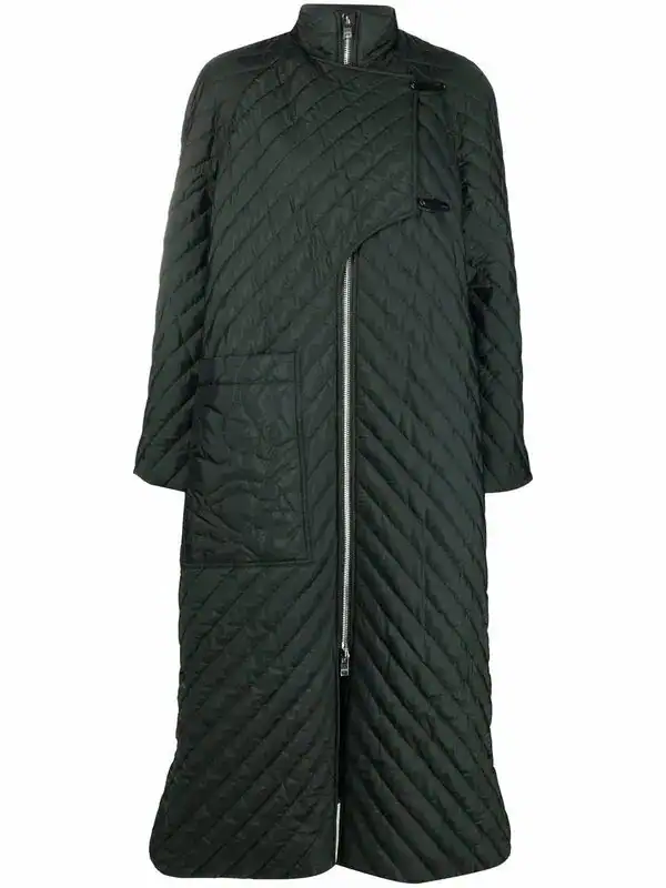 Ganni Recycled Ripstop Quilted Oversized Coat In Green - 33% Off 