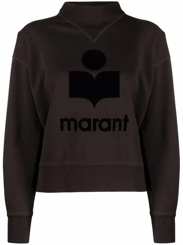 MARANT ETOILE Moby Flocked-logo Sweatshirt - Black