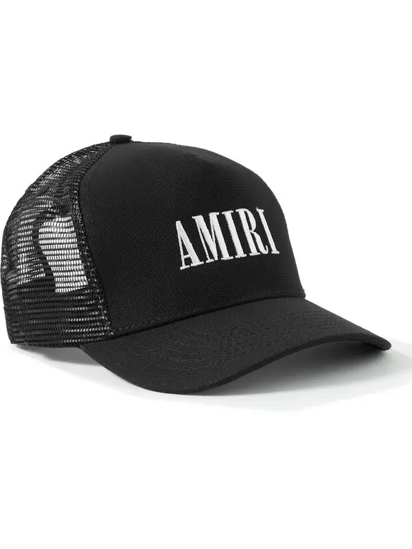 Amiri Logo-Embroidered Cotton-Canvas And Mesh Trucker Hat In Black