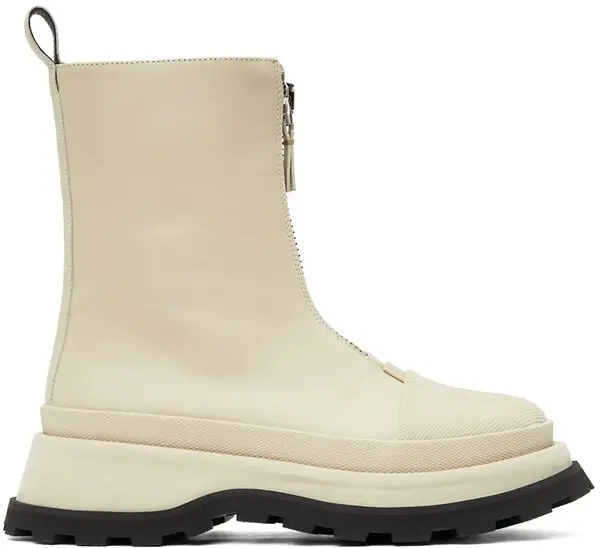 Jil Sander Off-White Chunky Zip Boots In 267 Sand - 64% Off 