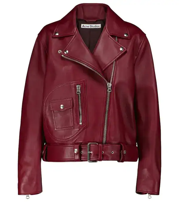 Acne Studios Leather Jacket Red Editorialist