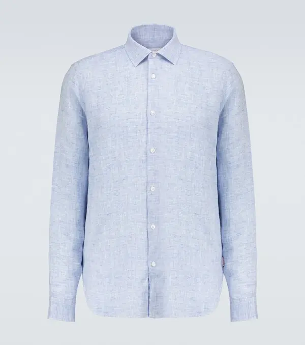 Orlebar Brown Giles Linen Long-sleeved Shirt - Blue