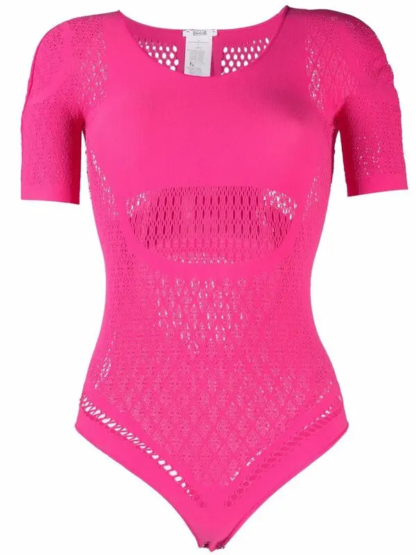 Wolford Shuri Fishnet Bodysuit - Pink