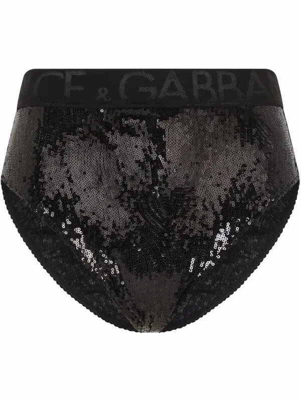 Dolce & Gabbana High-waisted Sequin-embellished Briefs