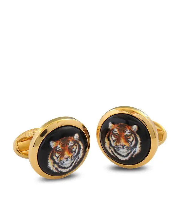 Halcyon Days And Enamel Tiger Cufflinks