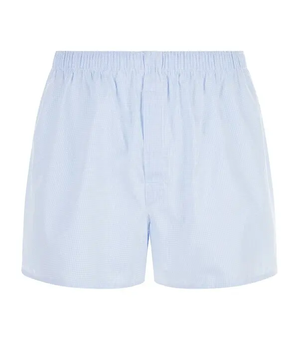 Sunspel Mini Check Boxers - Blue
