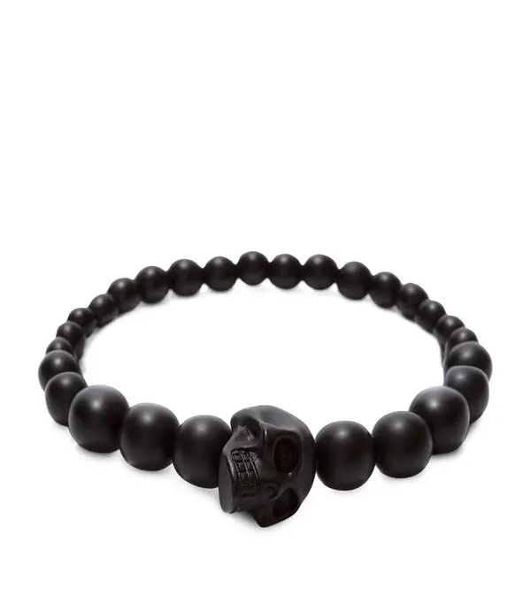 Alexander McQueen Beaded Skull Bracelet - Black